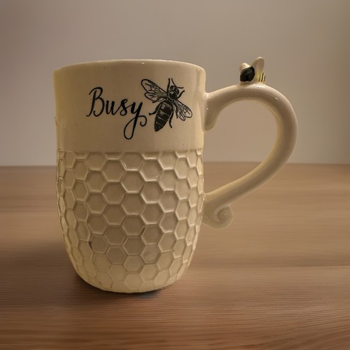 Busy Bee Coffee Mug Farmhouse Country Honecomb Glazed Ceramic ...