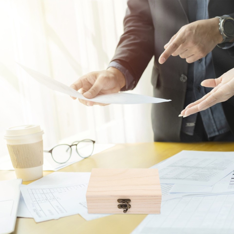 Wood Treasure Chest Rectangular Wooden Craft Box with Lock for Jewelry ...