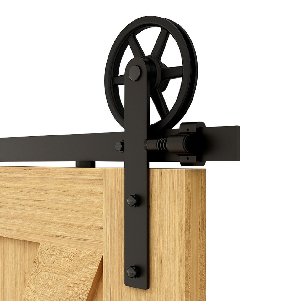 4-20FT Sliding Barn Door Hardware Closet Flat Track Big Spoke Wheel ...
