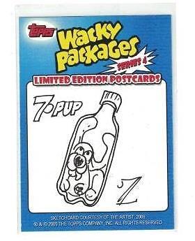 2009 WACKY PACKAGES POSTCARDS SERIES 4 SKETCH CARD WITH C.O.A. 7-PUP ...