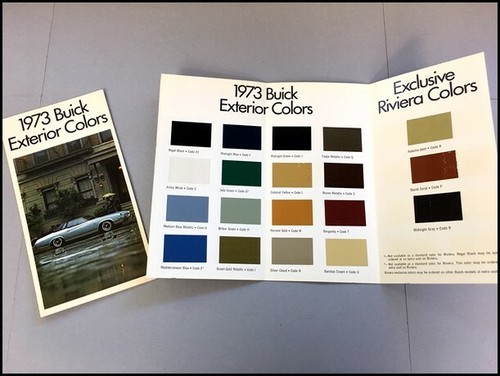 1973 Buick Riviera Electra Regal Color Paint Guide Original Car Sales ...
