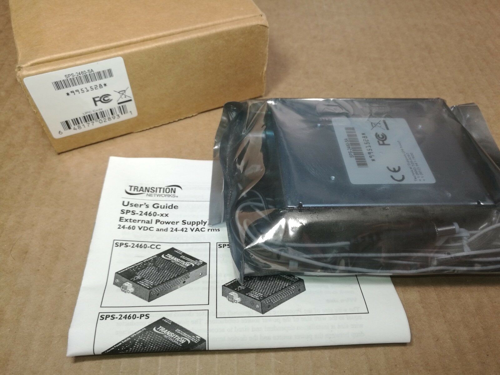 NEW Transition Networks SPS-2460-SA Stand Alone External Power Supply ...