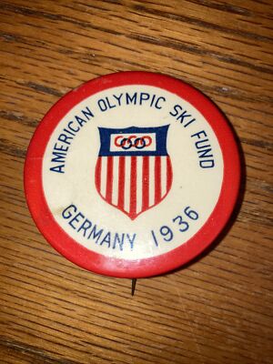 1936 American Olympic Ski Fund Pin, German Olympics 1936 Garmisch ...