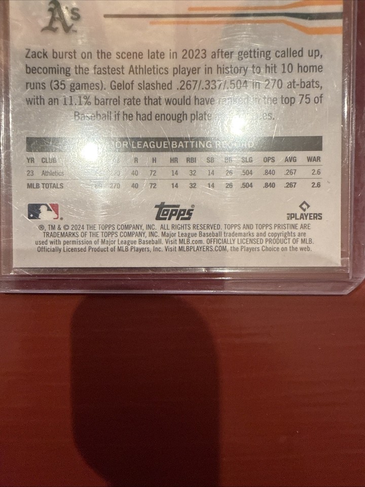 2024 Topps Pristine Zack Gelof #101 Green Refractor /150 (RC) Mint ...