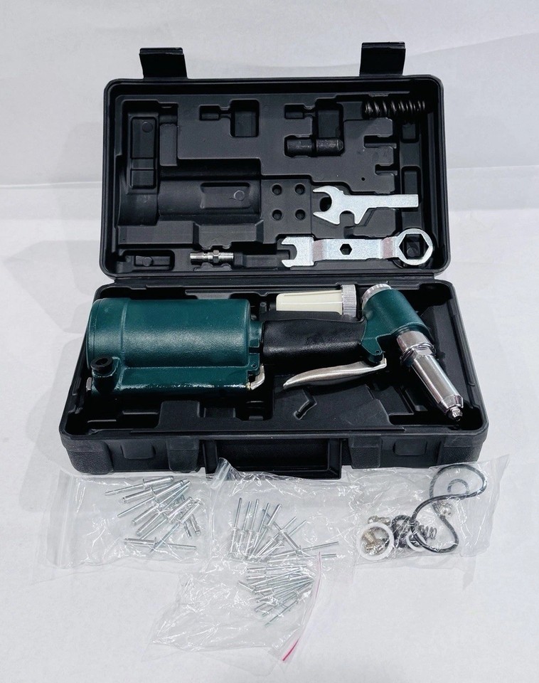 Portable Pneumatic Air Riveter Hydraulic Pop Rivet Riveting Tool w/Case ...
