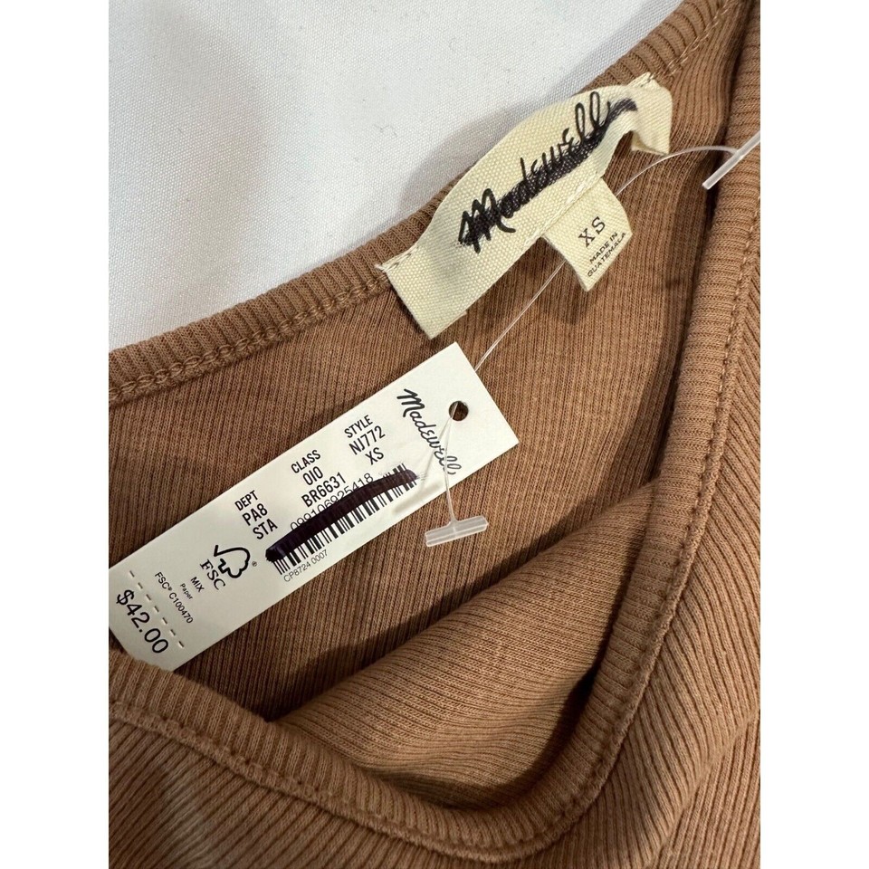 Madewell Brightside Ribbed One Shoulder Stretch Tank Brown NWT XS | eBay