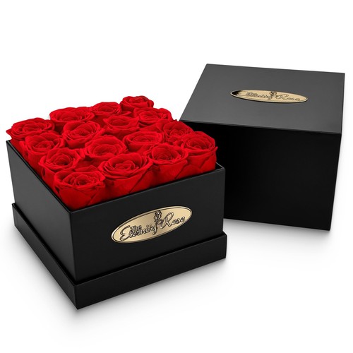 16-Piece Preserved Roses in a Luxury Gift Box – Real Roses in Square ...