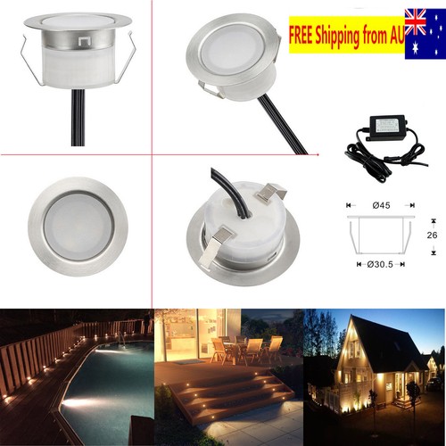 10 x 45mm 12V Warm White LED Deck Light DIY Garden Outdoor Plinth ...