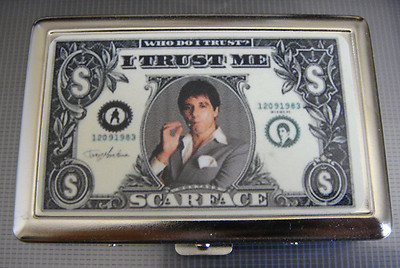 Scarface D 03 Metal Silver Cigarette Case TM I Trust Me Gangster Money ...