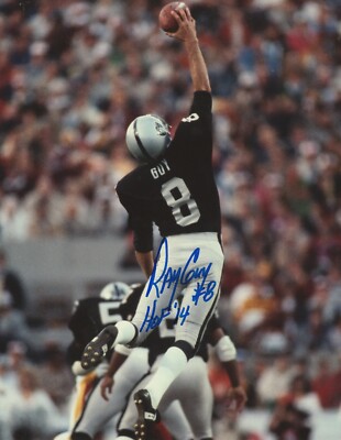 RAY GUY OAKLAND RAIDERS HOF 14 ACTION SIGNED 8x10 | eBay