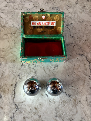 Pair Vintage Shouxing Baoding Iron Ball Direction Medicine Chime Balls ...