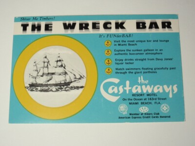 Vintage Advertising Postcard The Wreck Bar Miami Beach Fla Florida | eBay