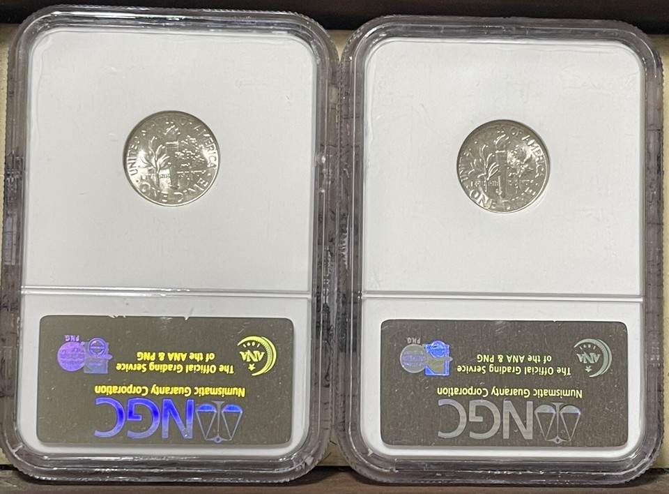 1955 S US Roosevelt silver Dime coin NGC MS66 Lot Of 2 Brown Label | eBay