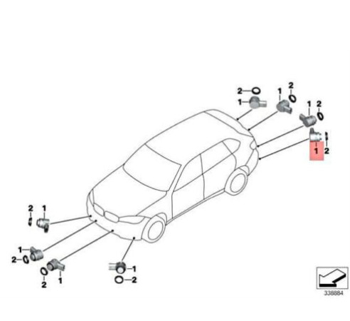 NEW OEM BMW M5 F90 REAR ULTRASONIC PDC SENSOR ALPINE WHITE 66209283750 ...