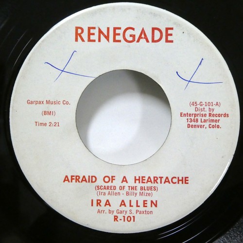 Ira Allen 45 Afraid Of A Heartache / Crazy Me Over Vous Renegade ...