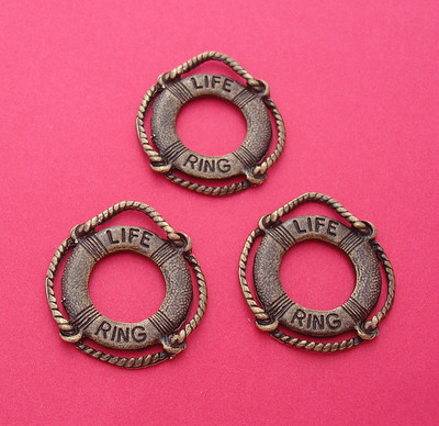6pcs-Life Ring Preserver Saver Charms Antique Bronze 2 Sided | eBay