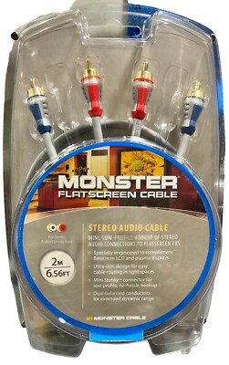 Monster Flatscreen Cable Stereo Audio Cable 2m 6.56ft FSA200 I-2M New ...