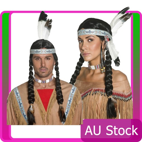 Unisex Native American Indian Maiden Pocahontas Wig Plaits Braid ...