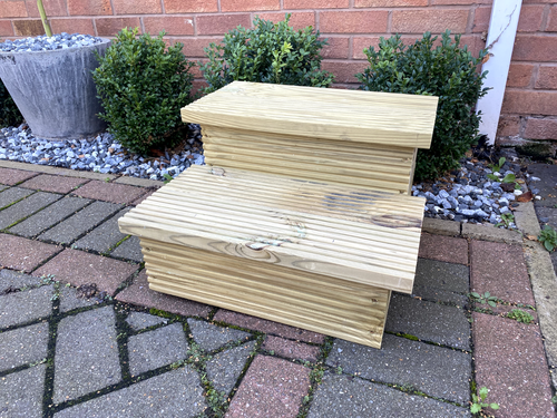 redwood decking, treated sturdy wooden steps garden step stool, hot tub ...