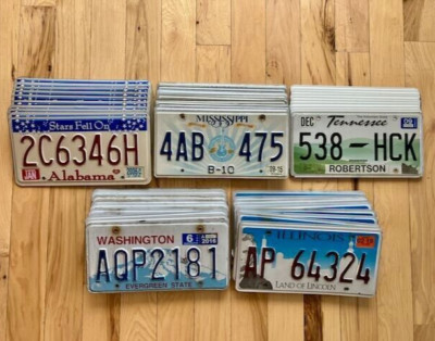 Bulk Lot of 50 License Plates from 5 Different States - 10 of Each ...