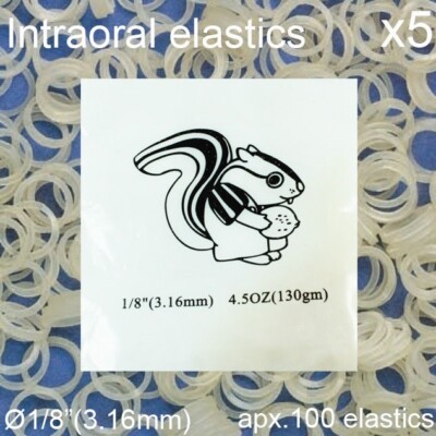 5x Dental Orthodontic Intraoral Latex Elastics Rubber Teeth Chipmunk Ø1 ...