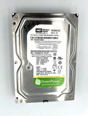Western Digital WD5000AVDS 500GB 7200RPM 3.5in SATA Hard Drive S/N ...