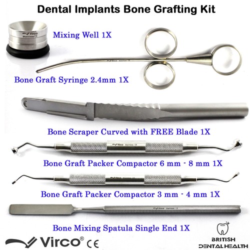Dental Implant Bone Grafting Kit Syringe Amalgam Well Scraper Compactor ...