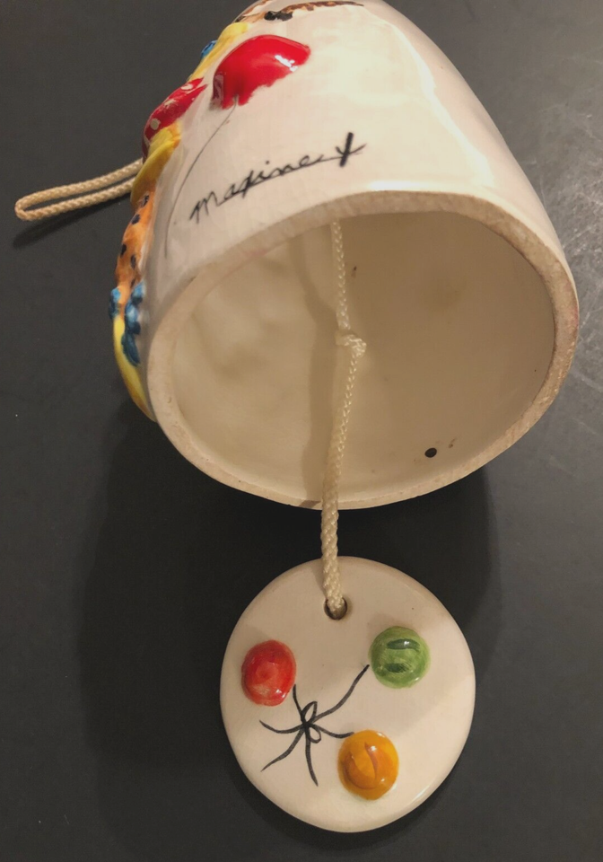 Maxine Ceramic White Embossed Vintage Wind Chime Clown On Swing ...
