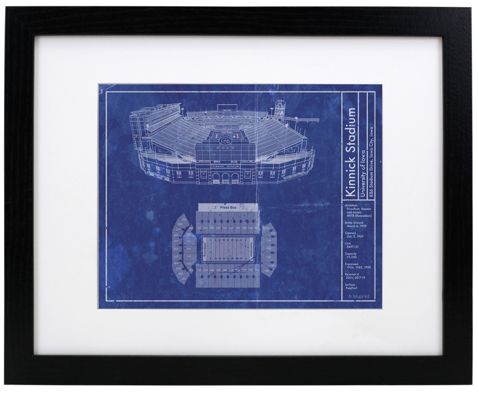 Iowa Kinnick Stadium Blueprint: Vintage Styled NCAA College Football ...