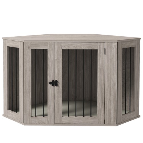 47 In Corner Dog Crate Indoor Pet Kennel Wooden Cage Furniture for ...