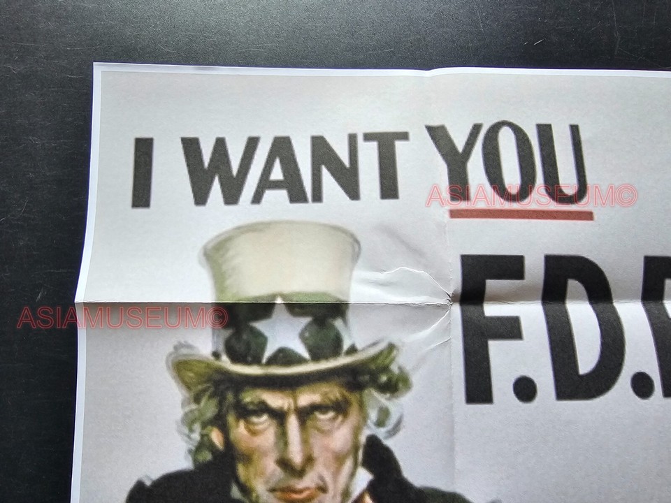 1944 WW2 USA AMERICA UNCLE SAM FDR ROOSEVELT PRESIDENT WAR PROPAGANDA ...