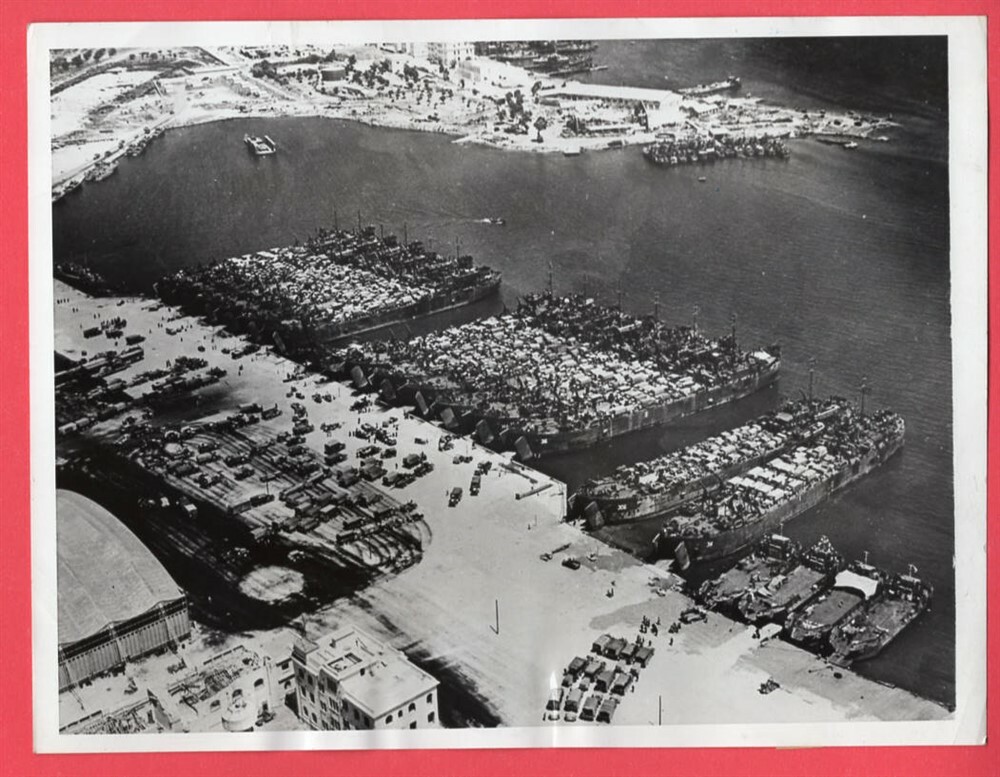 1943 LST-306 LST-34 Docked at Harbor North Africa 7x9 Original News ...