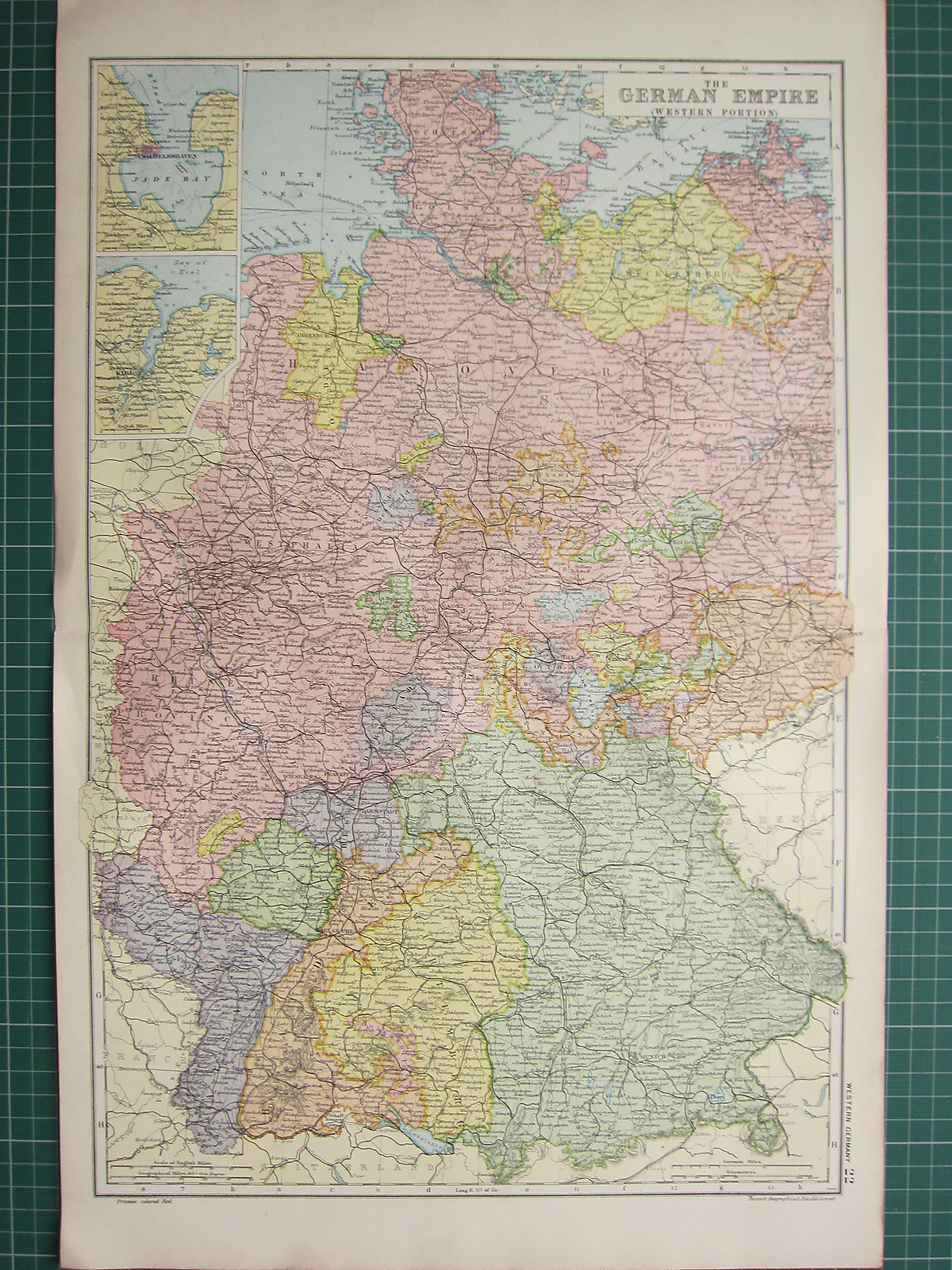 1900 LARGE VICTORIAN MAP ~ GERMAN EMPIRE WESTERN SECTION HANOVER ...