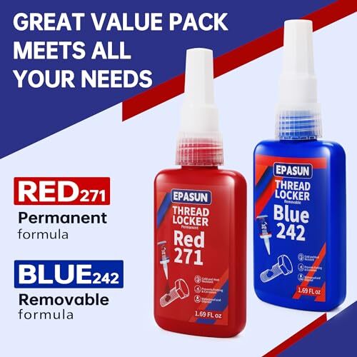 Threadlocker Blue 242 and Red 271, Thread Lock Medium and Strong ...