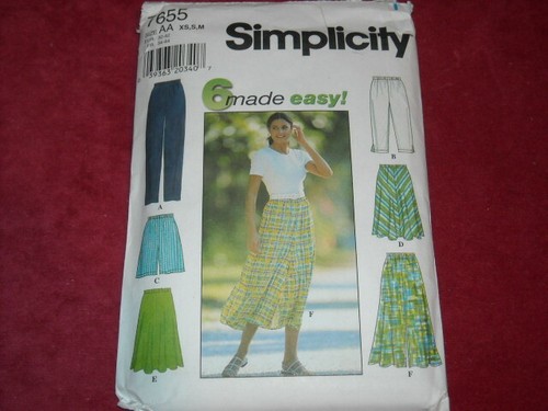 🌺 SIMPLICITY #7655 - LADIES PULL ON SHORTS-CAPRI'S-SKIRT-PANT PATTERN ...