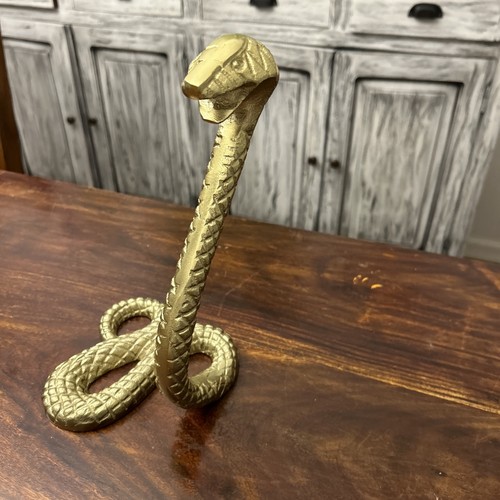 Solid Metal Gold Brass Color Hooded Cobra Snake 9” Tall | eBay