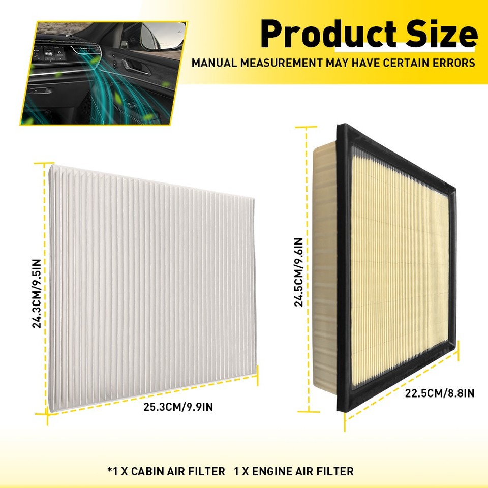 Engine and Cabin Air Filter Kit for Jeep Grand Cherokee Dodge Durango ...