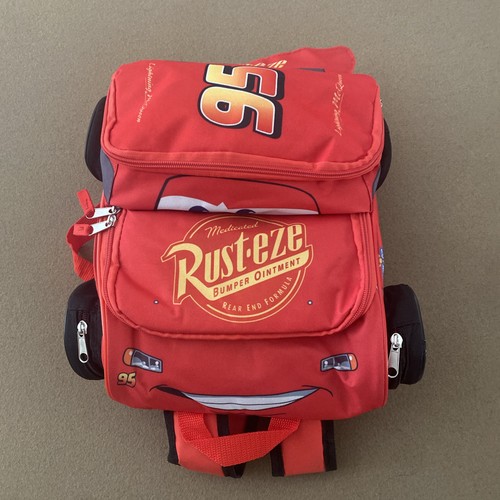 Lightning Mcqueen Cars Shaped Disney Backpack Zipper Wheels Excellent ...