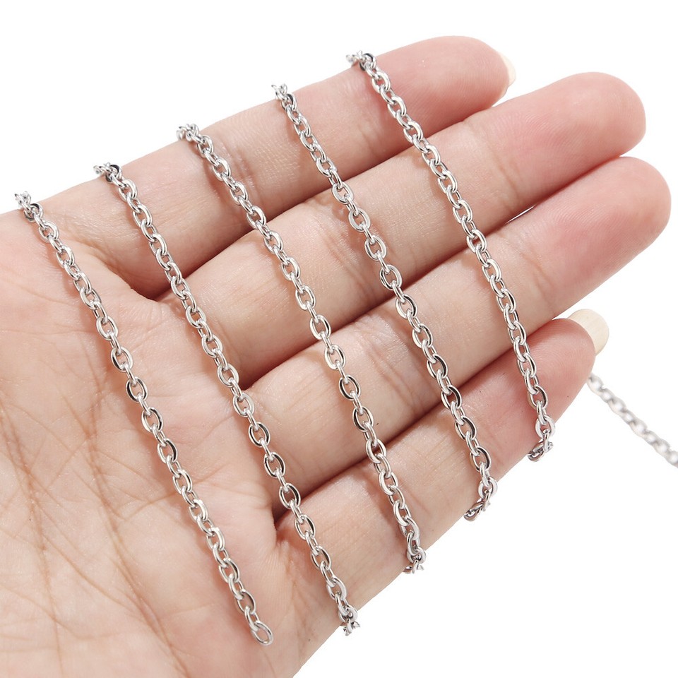 Stainless Steel 3mm Width Chains Link Rolo Cable Chains Findings 10 ...