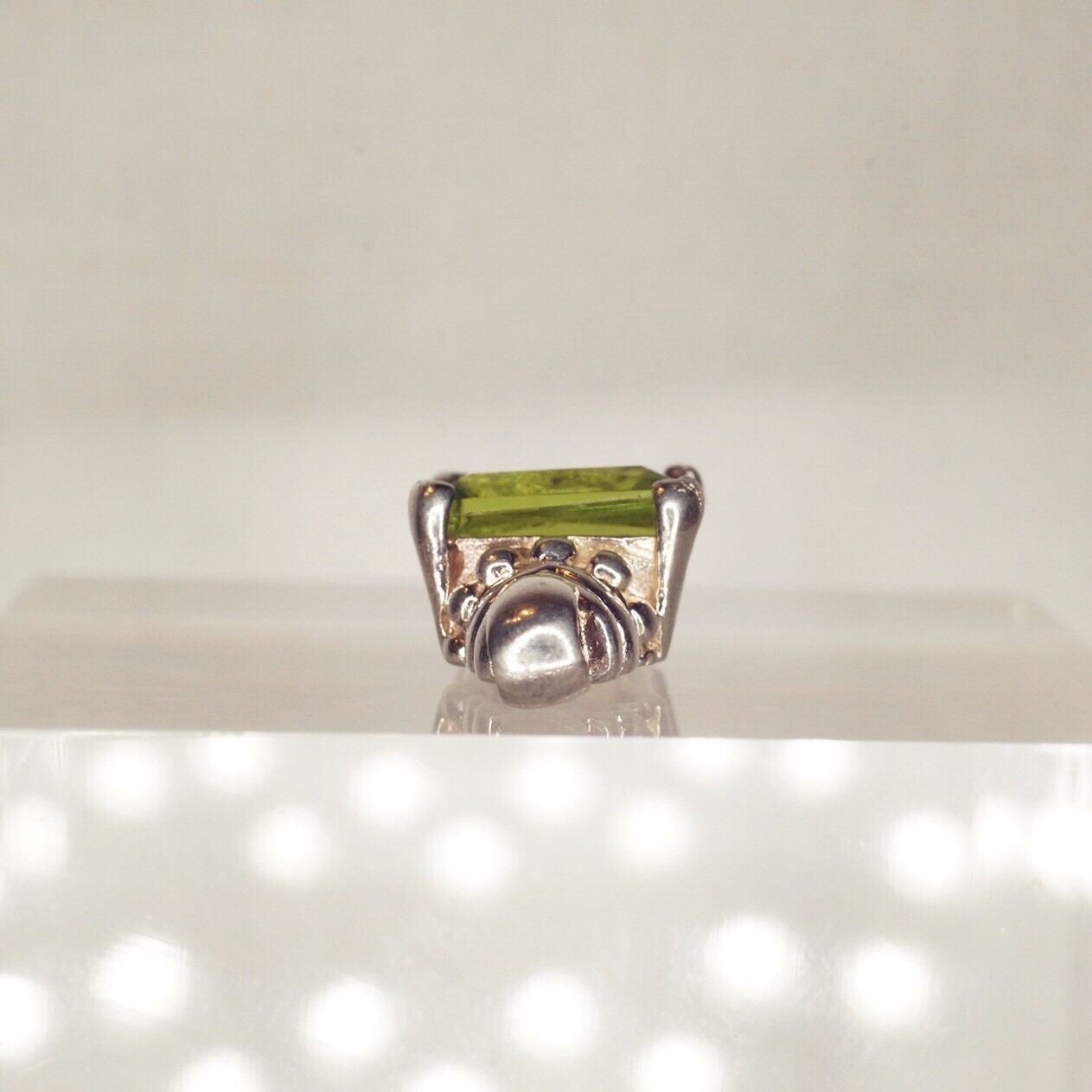 Sterling Silver Modernist Pendant With Green Glass Rectangle Stone | eBay