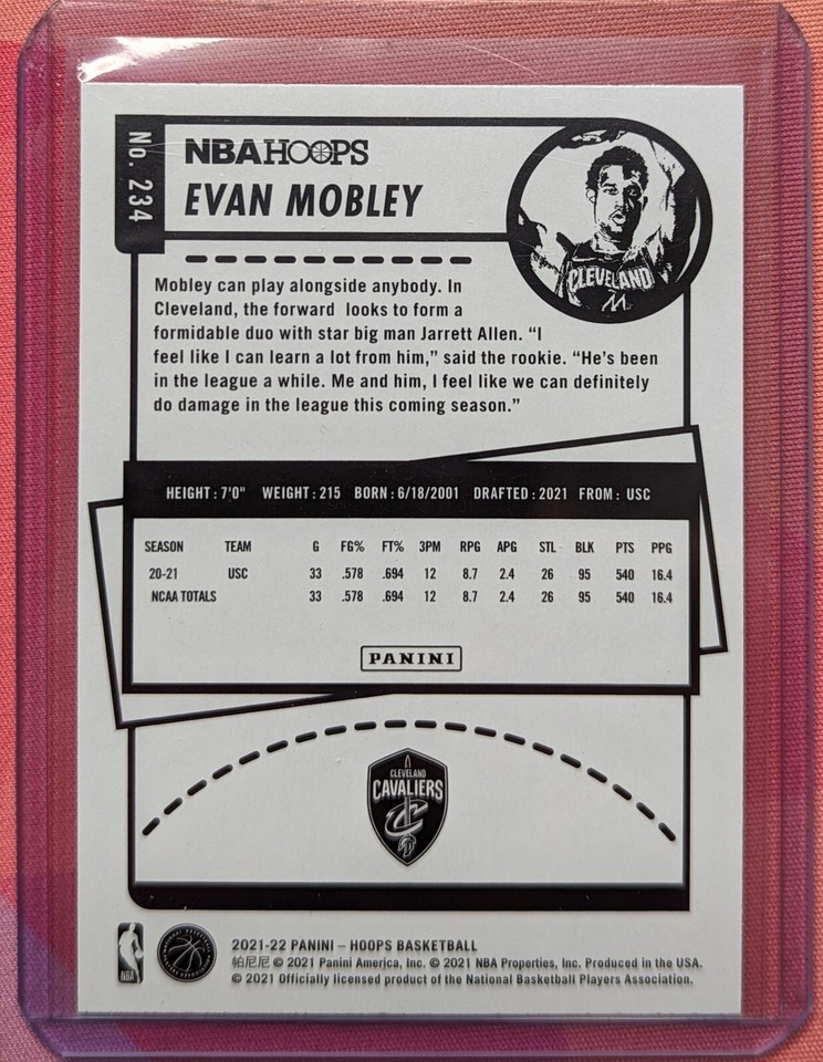 ⭐🏀2021-22 NBA Hoops Evan Mobley Rookie Card RC CLEVELAND CAVS #234 | eBay