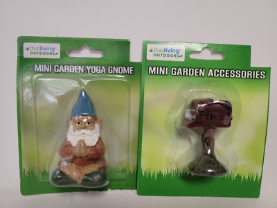 Mini Garden Yoga Gnome & Mailbox Set - Fairy Garden | eBay