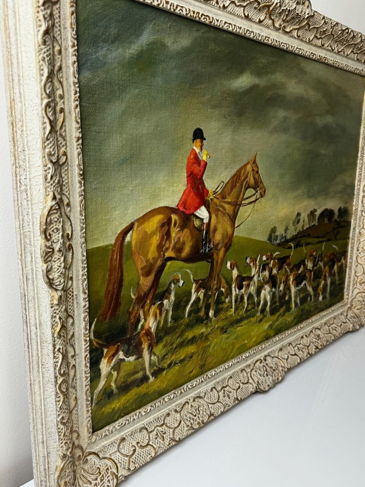 Oil Painting Red Coat Huntsman With Hound Dogs Fernie Hunt John ...