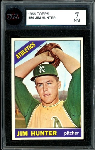 1966 TOPPS BASEBALL #36 Jim Catfish Hunter HOF KSA 7 NM Oakland ...