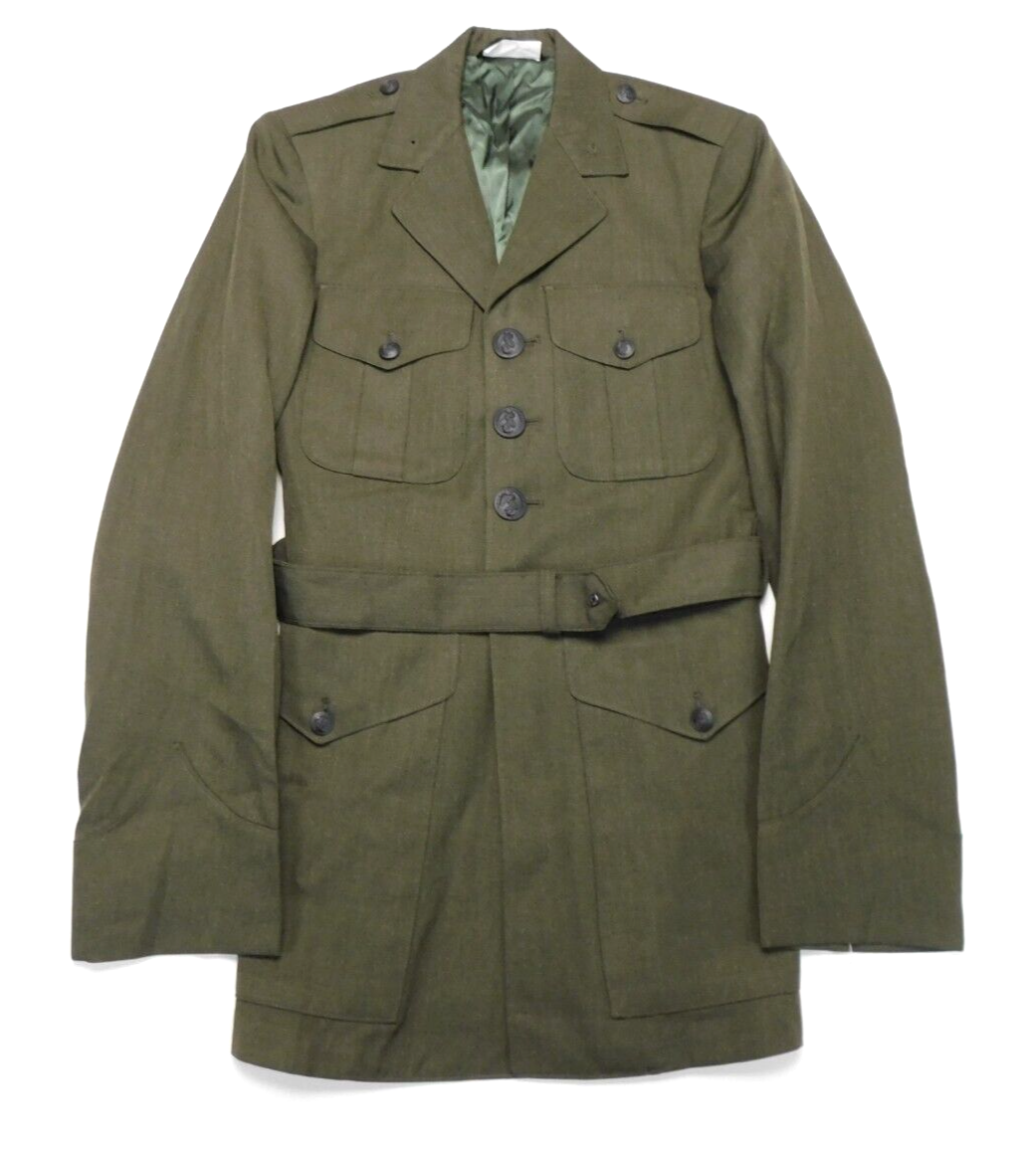 New US Marine Green Alpha Coat 35 Long Poly/Wool Gabardine 2212 Belt ...