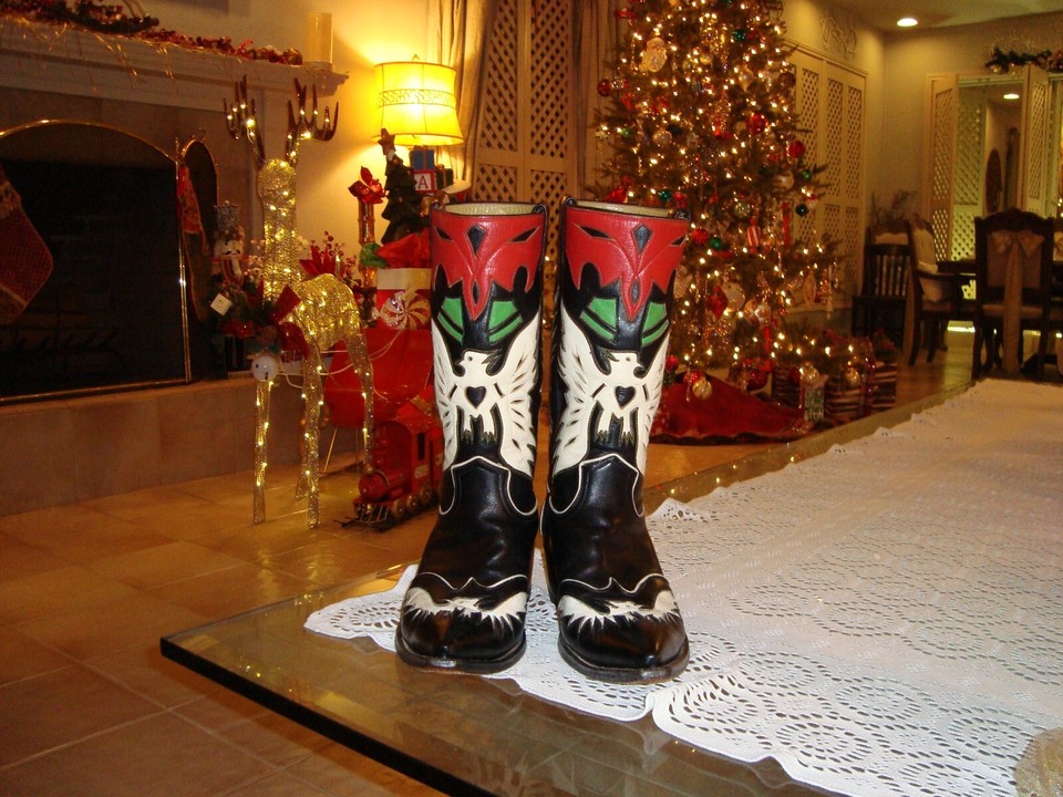 Vintage Western Inlaid Austin Hall Triple Eagle Thunderbird Boots 10.5 D | eBay