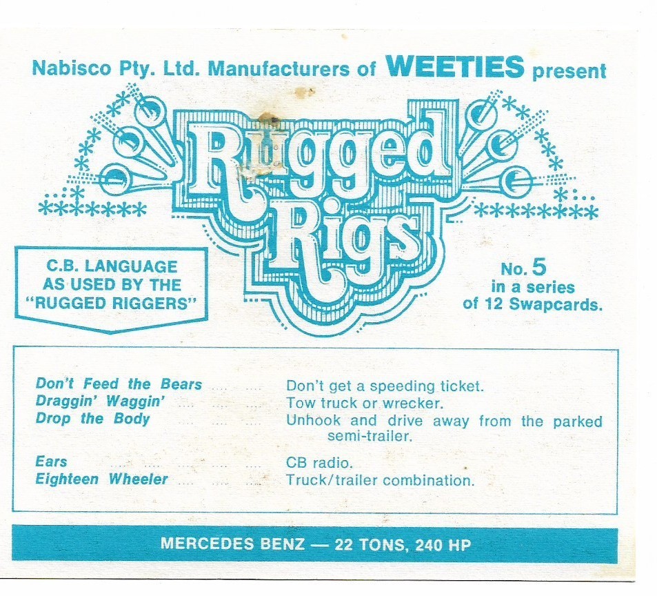 NABISCO WEETIES & VITA-BRITS CEREAL CARDS 1980 RUGGED RIGS MERCEDES ...