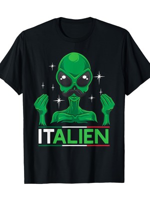Unique 220g Funny Italian Alien Pun Italy Hand Gesture T-Shirt | eBay