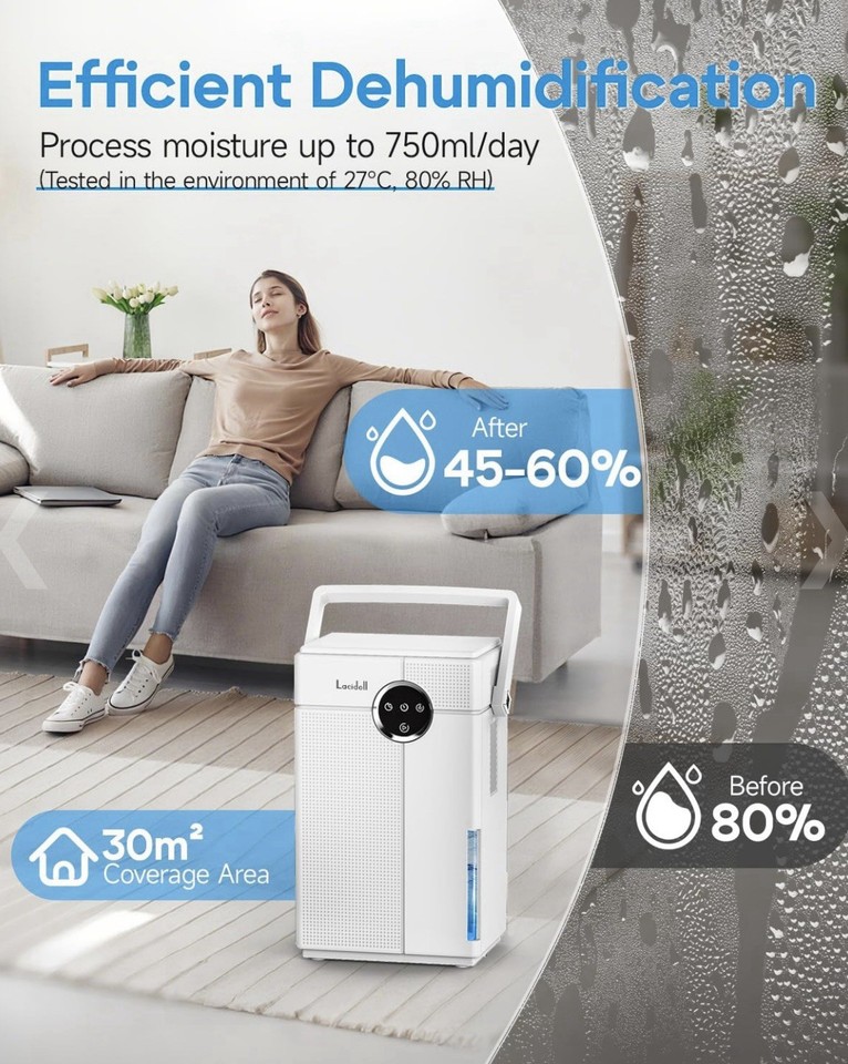 3.5L Portable Dehumidifier Quiet Operation Auto Defrost Drain Hose 7 ...