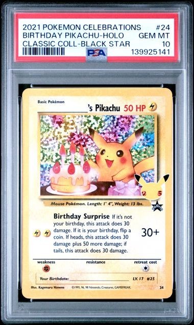 Pikachu Birthday 24 Current Market Value | Celebrations
